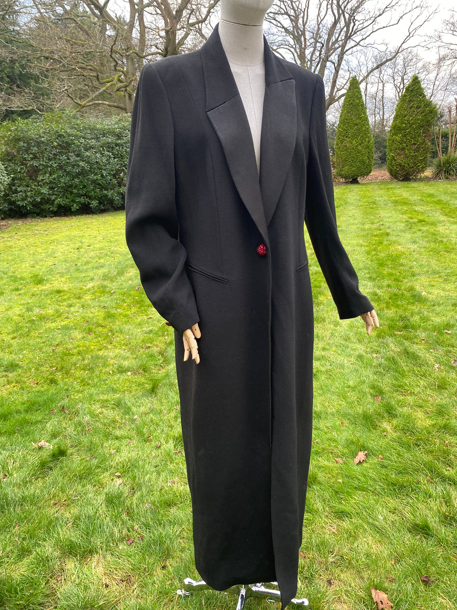 Tomasz Starzewski Long Black Tuxedo Opera Coat – Marina Vintage Uk