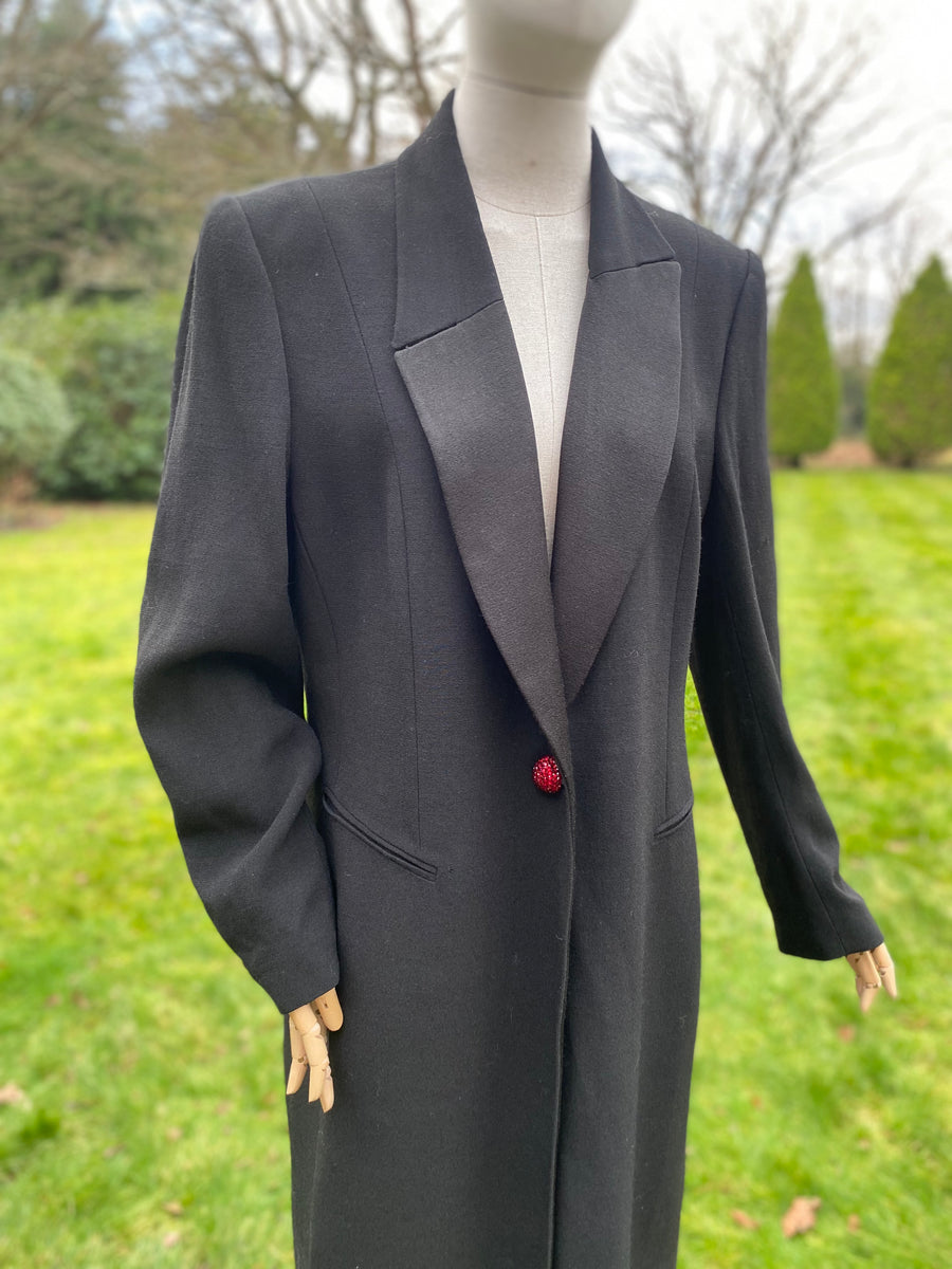 Tomasz Starzewski Long Black Tuxedo Opera Coat – Marina Vintage Uk