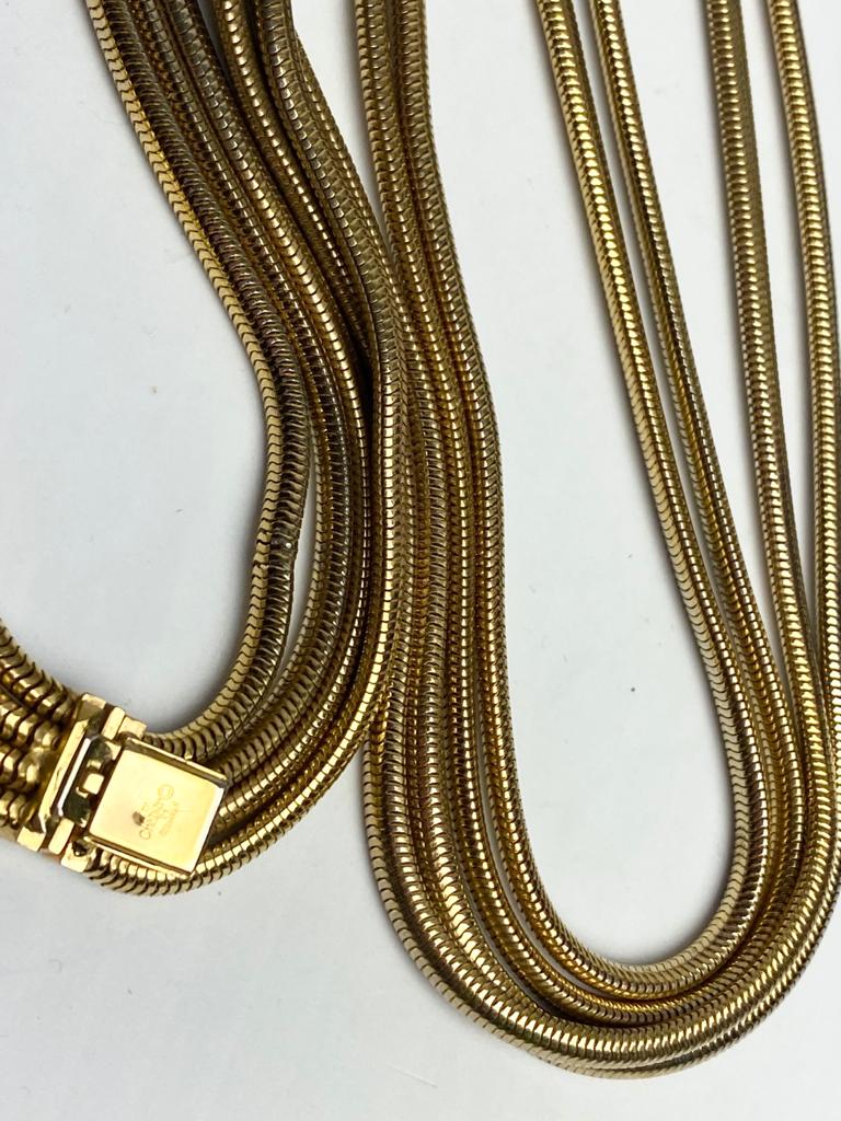 Christian Dior Vintage Multilayered Gold Tone Snake Chain Necklace ...